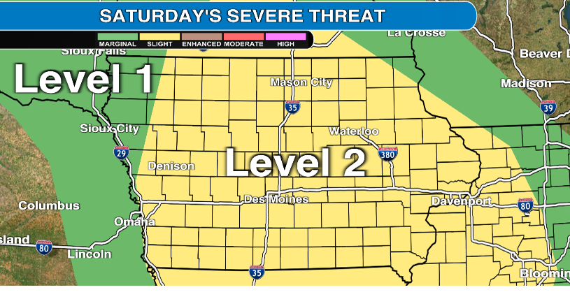 Severe storms expected in Iowa Saturday and Saturday night