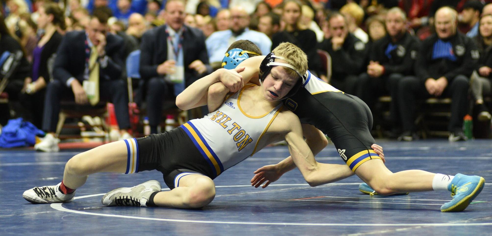 Wilton's Liam Adlfinger, Mason Shirk wrestle at state