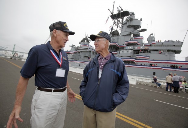 Former USS Iowa crewmembers meet aboard battleship