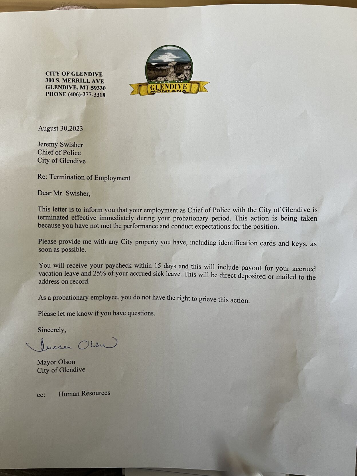 The Glendive Chief of Police was fired: With no details released, some ...