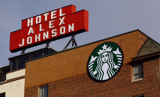 Starbucks sign at Hotel Alex Johnson to be taken down