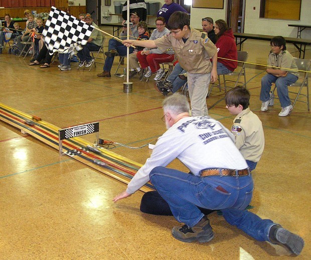 Pinewood Derby action