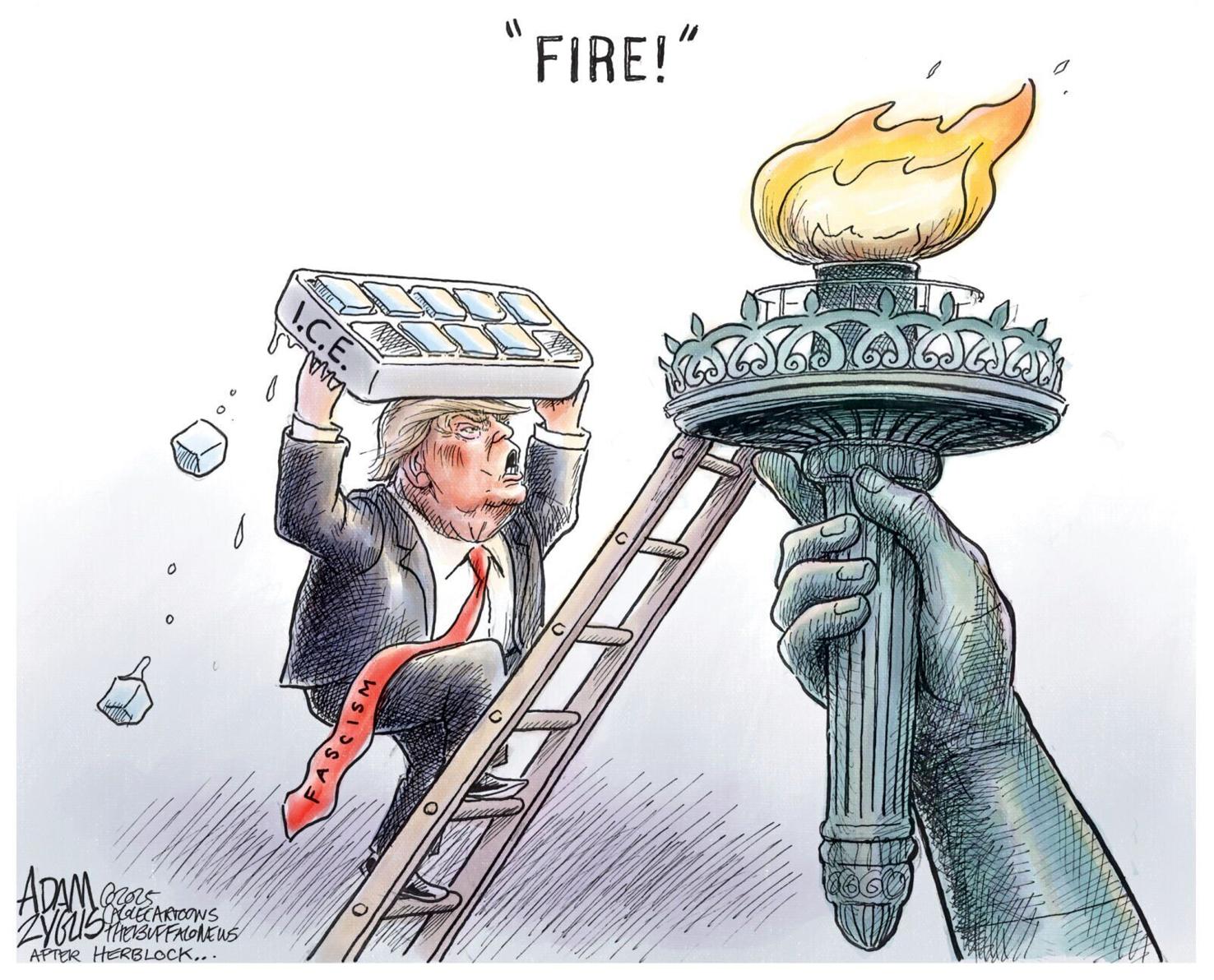 12 political cartoons debate Trump's deportations