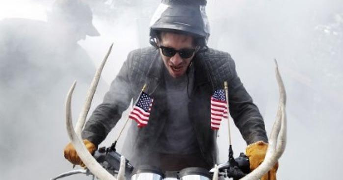 Motorcycle tire smoke billows at burnouts in Sundance