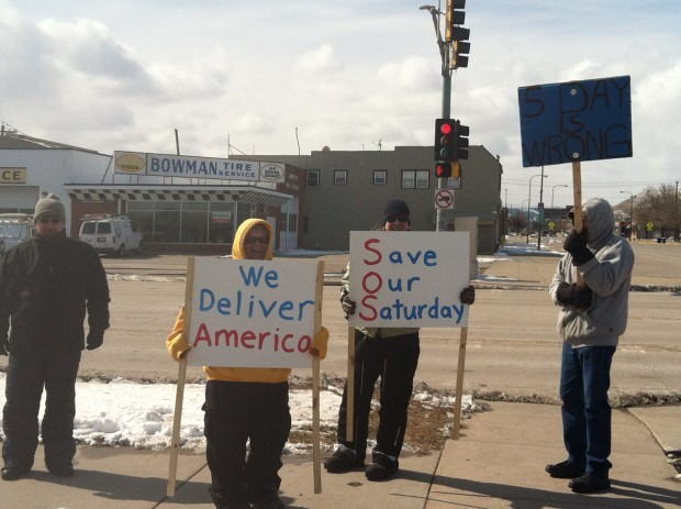 U.S. Postal Service employees protest ending Saturday mail delivery
