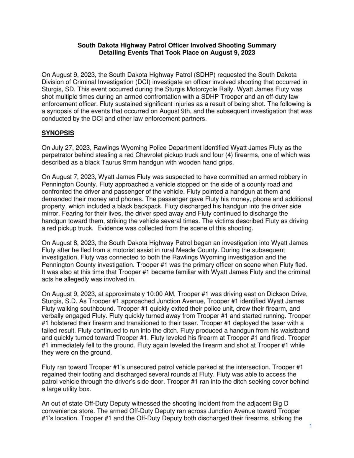 DCI rules Sturgis shooting justified