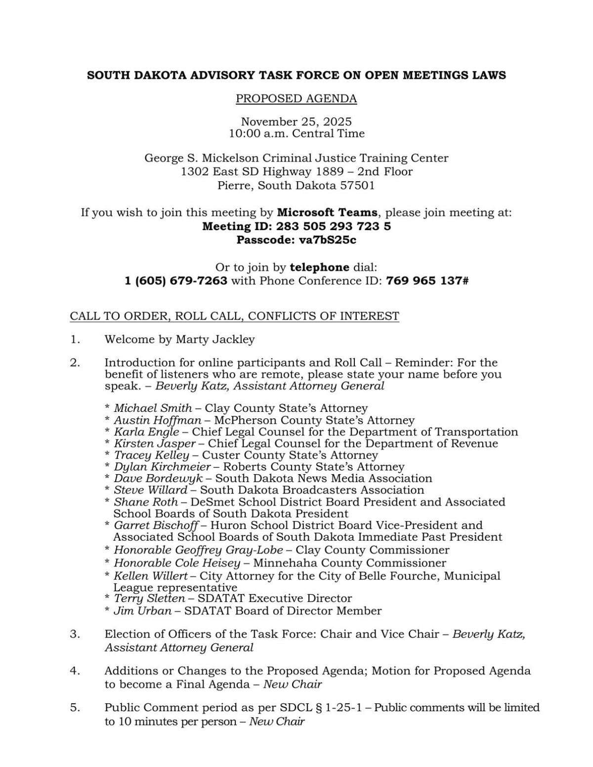 South Dakota forms task force on open meetings law