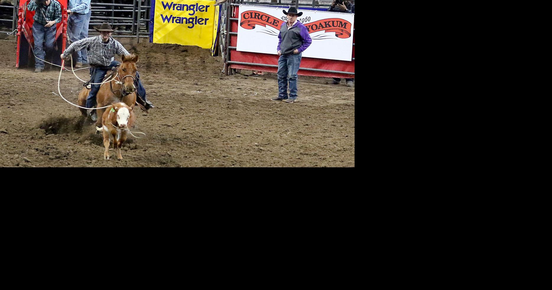 Tie-down ropers compete at Rodeo Rapid City's morning slacks