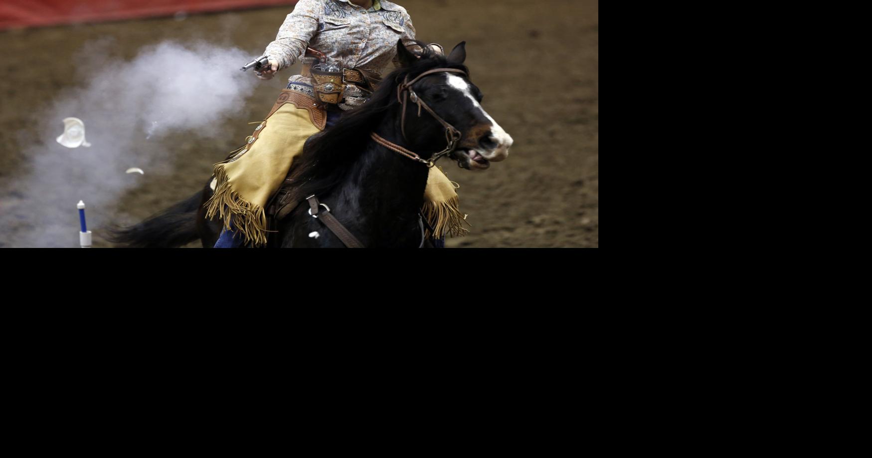 Cowboy Mounted Shooting in for two days of action at stock show