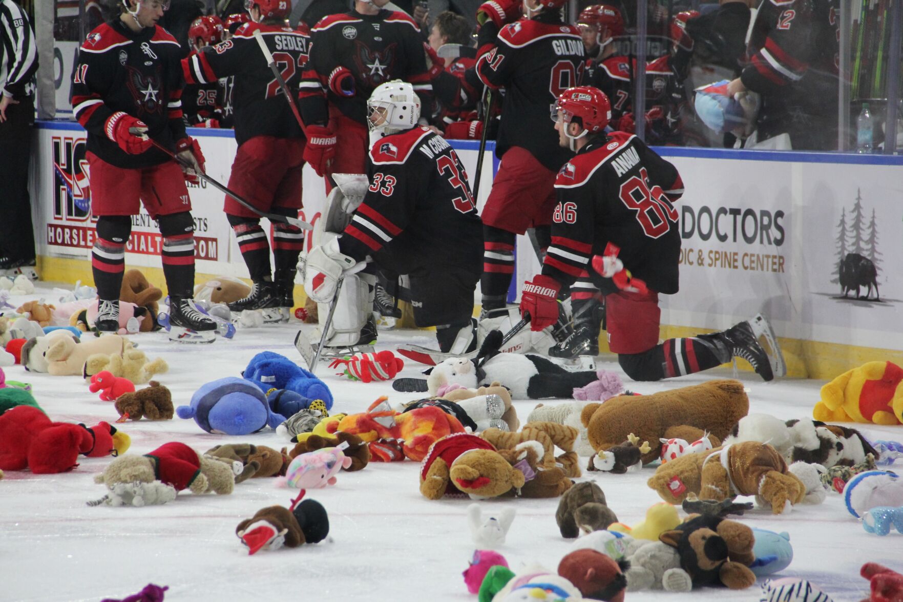 Photos of the Teddy Bear Toss at the Rapid City Rush game