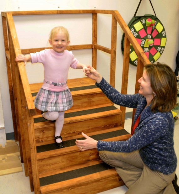 Students make stairs for physical therapy services