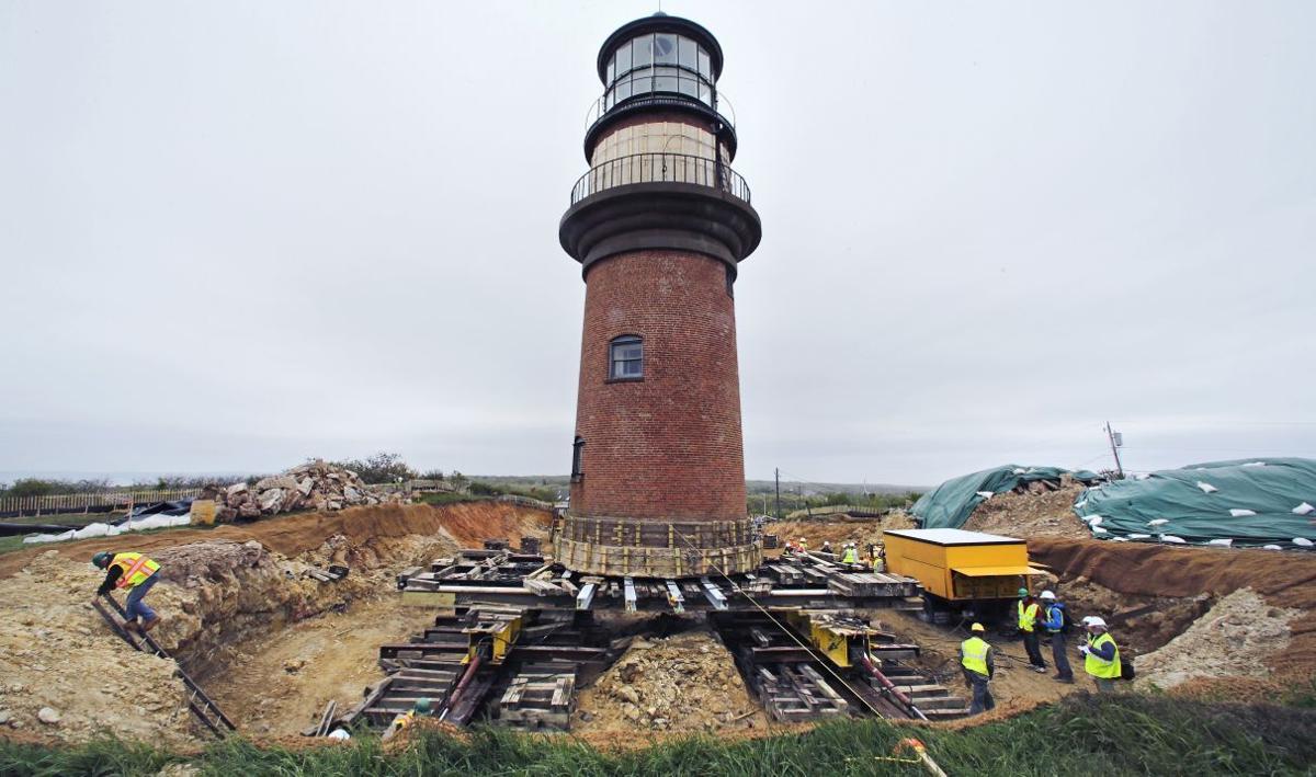 Iconic Martha's Vineyard lighthouse begins move inland