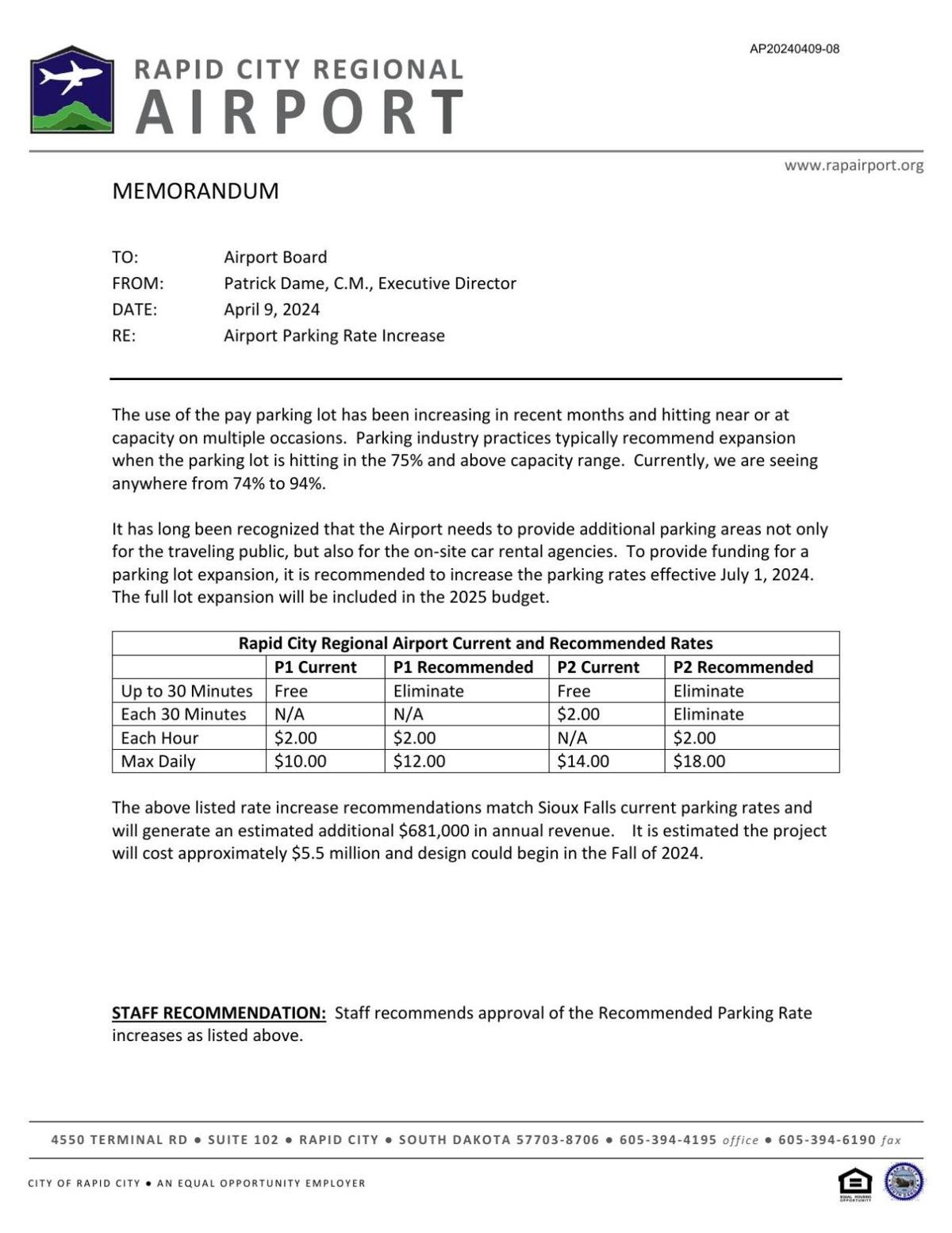 Rapid City Airport increases parking fees to fund expansion