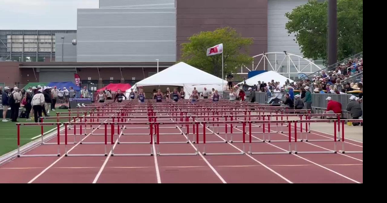 Peyson O'Neill of Bennett County runs in the Class A Girls 100M hurdles