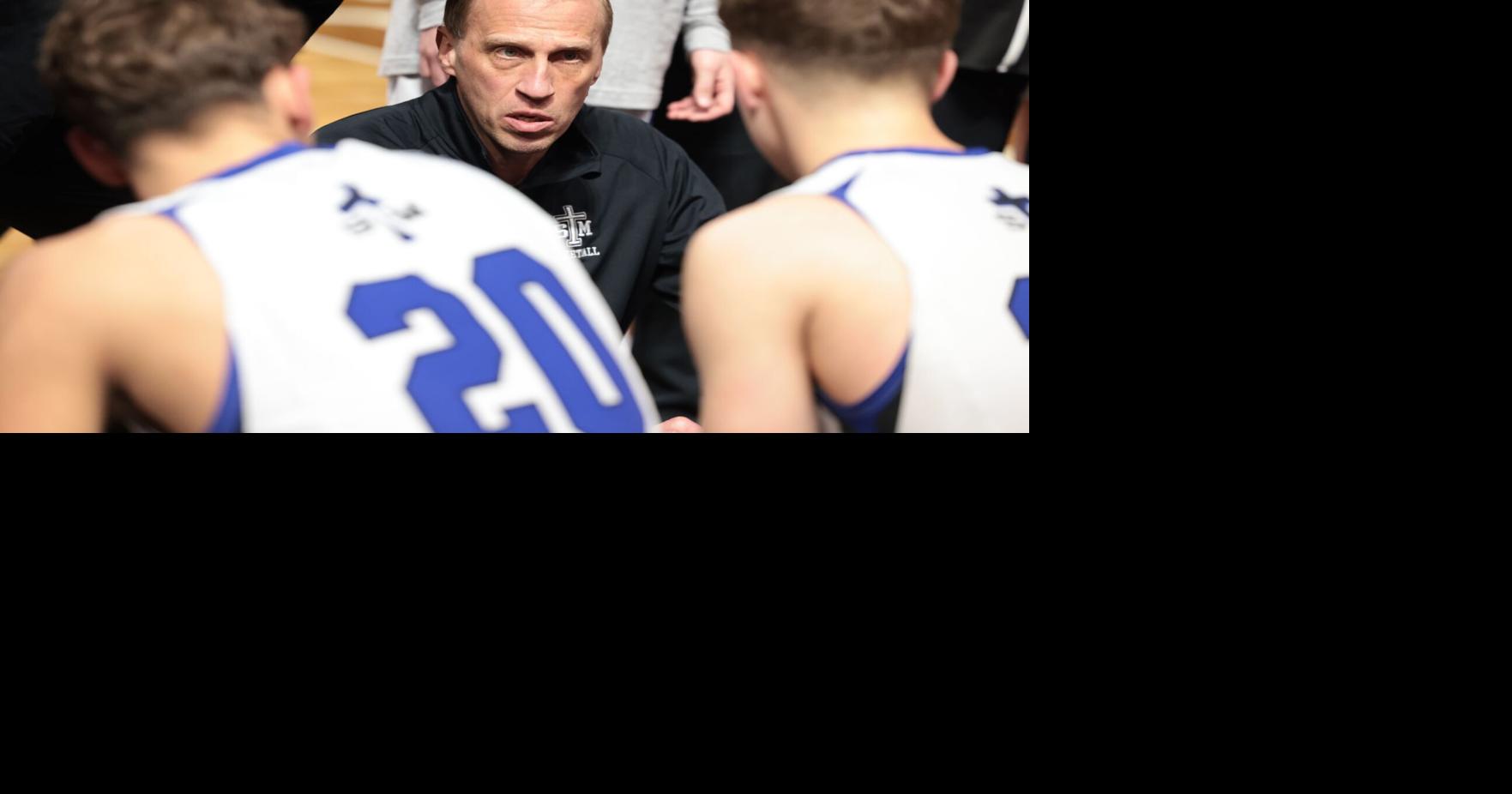 STM head coach Tony Young thanks STM legend Dave Hollenbeck
