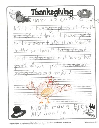 how to cook a turkey writing prompt