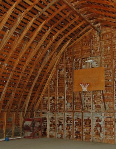 Popham barn basketball court.