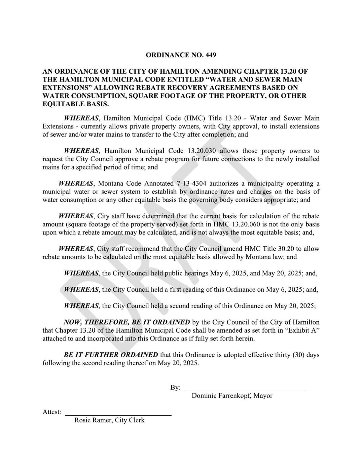 Hamilton City Council considers new sewer ordinance