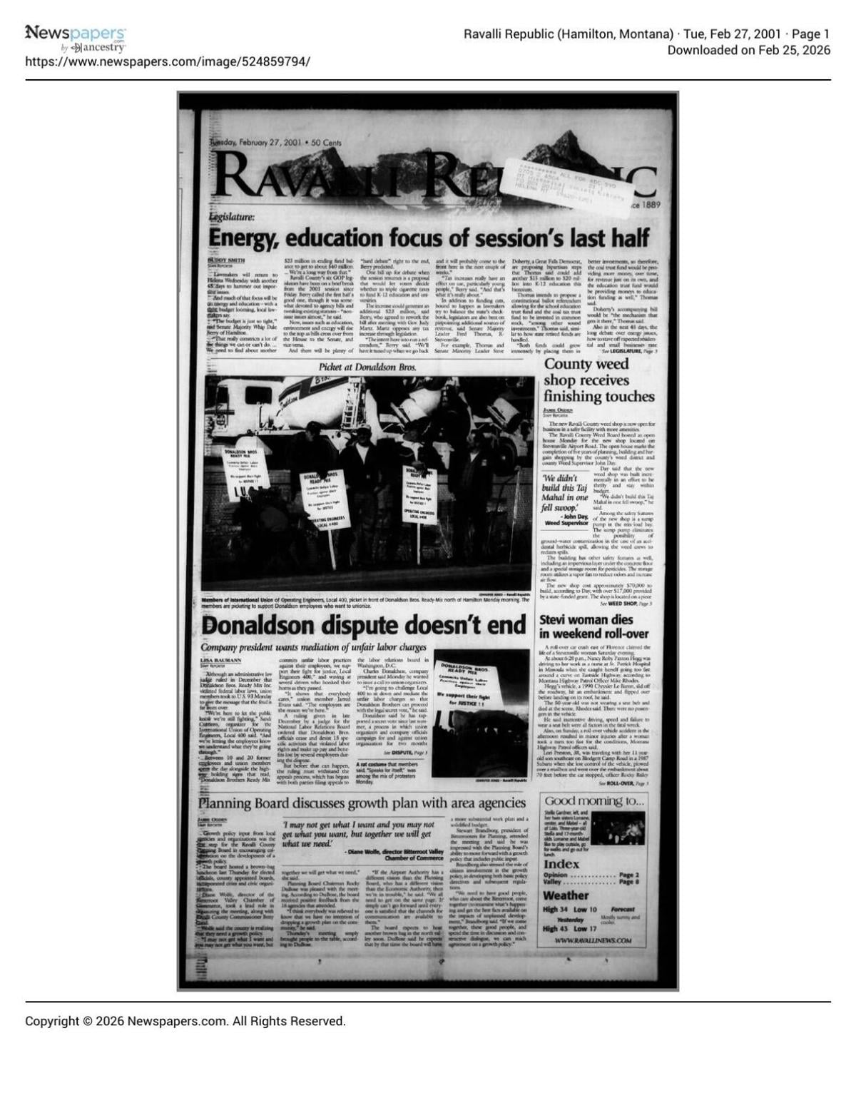 Ravalli Republic, 2/27/2001