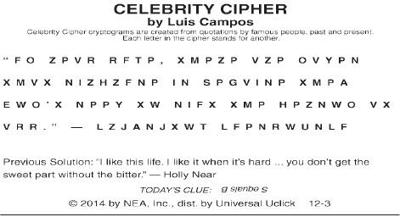 Celebrity Cipher | Entertainment | recordargusnews.com