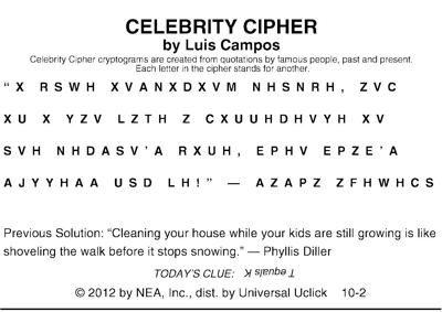 Celebrity Cipher | Entertainment | recordargusnews.com