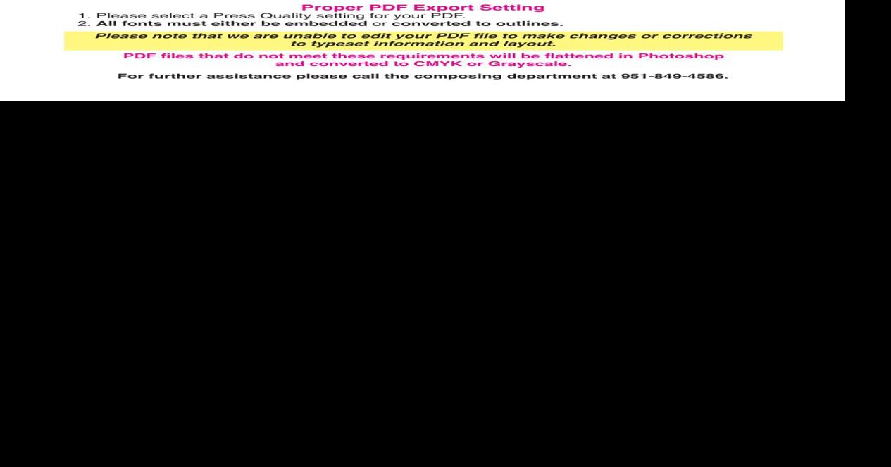 Ad Submission Requirements | Ad Submission Requirements | recordgazette.net