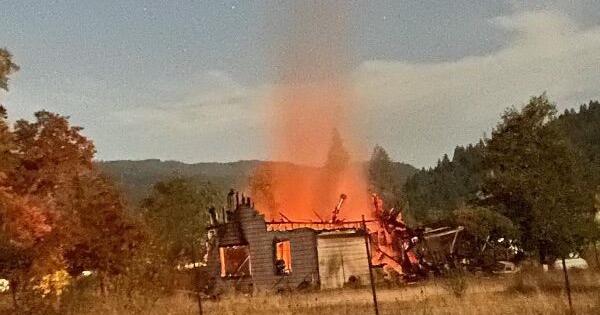 The Hoopa Volunteer Fire Department runs out of water as they fight a ...