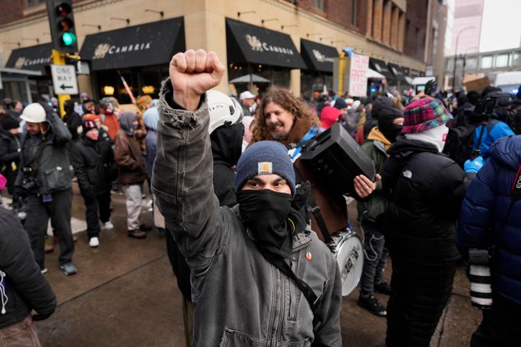 Photos show anti-ICE crowd chase off pro-ICE demonstrators from ...