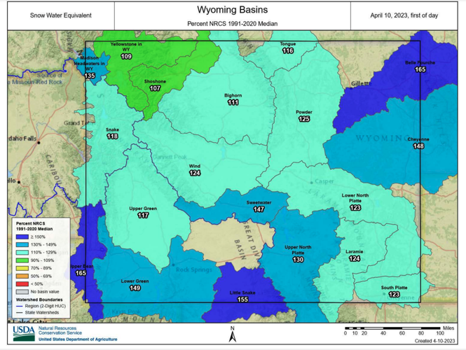 Wind River Basin snowpack well above the median | News | rivertonranger.com