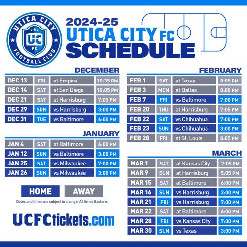 5 things to know about Utica City FC's 2024-25 schedule | Sports ...