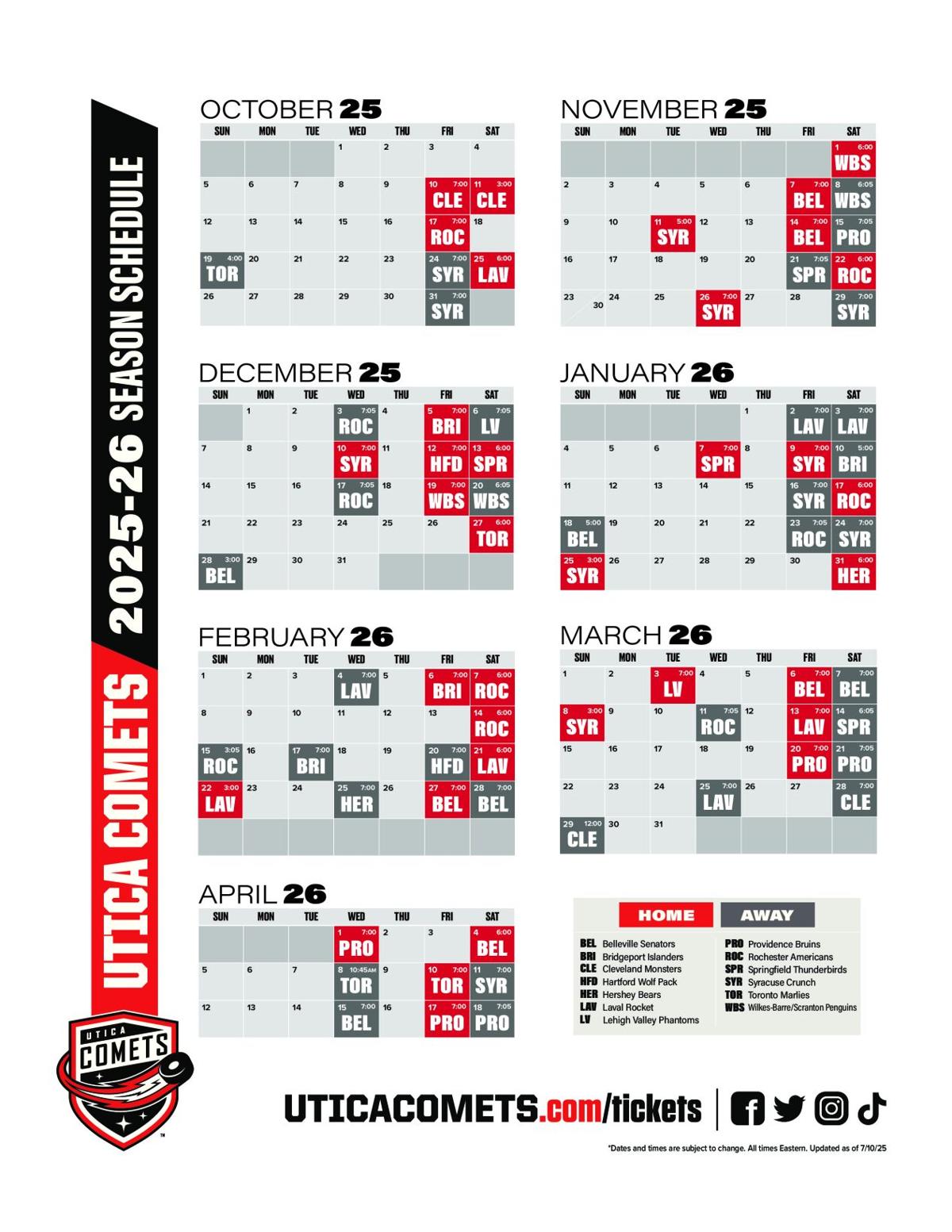 What to know about the Utica Comets' 2025-26 AHL schedule | Sports | romesentinel.com