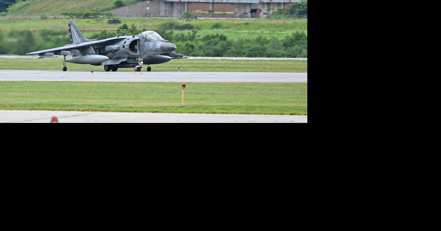 Four US Marine Corps AV-8B Harrier jets at Griffiss International ...