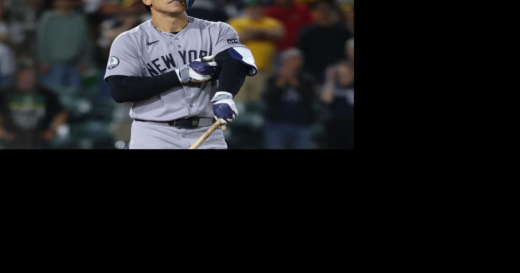 Yankees slugger Aaron Judge out of lineup with bone bruise in right rib ...