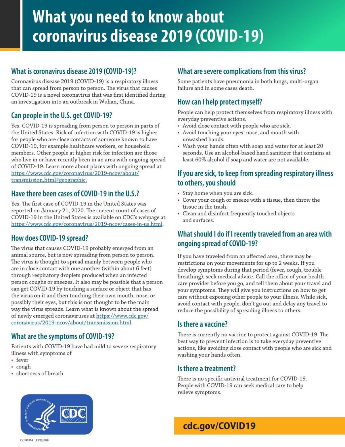 COVID-19 Fact Sheet | Pandemic 2020 | rutlandherald.com