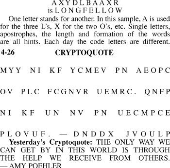 CRYPTOQUOTE | Puzzles | rutlandherald.com