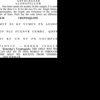 CRYPTOQUOTE | Puzzles | rutlandherald.com