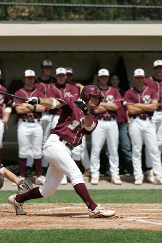 Boston College baseball player Peter Frates from Beverly bats against ...