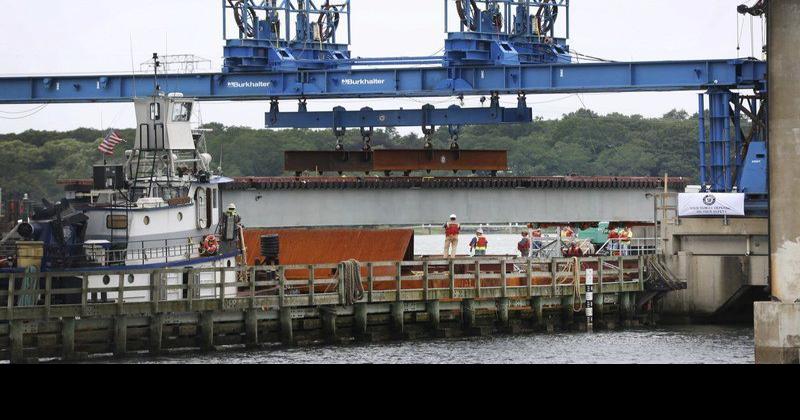 Going 'slow and easy': New swing span for train drawbridge in place ...