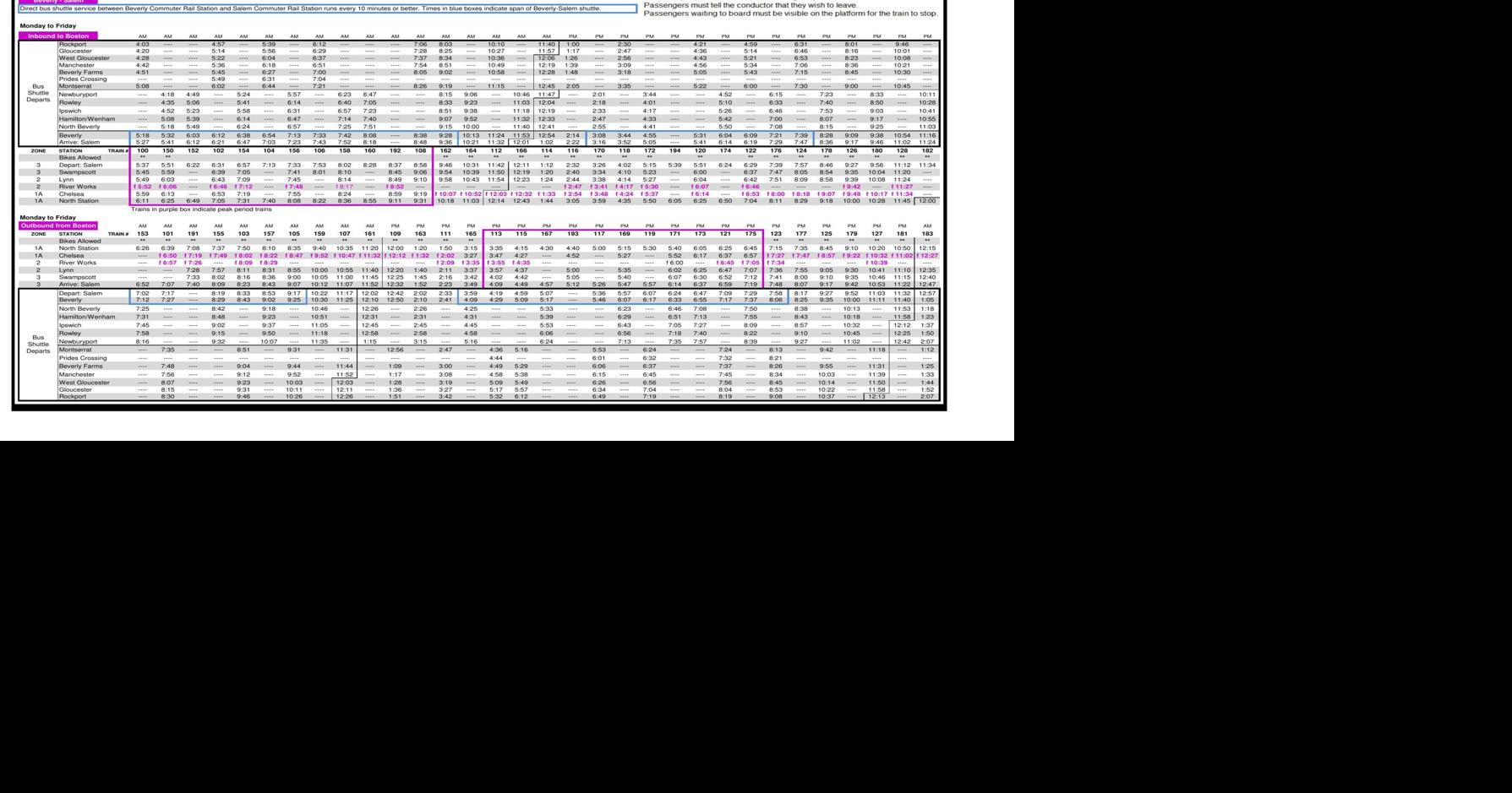 MBTA WEEKDAY SCHEDULE | | salemnews.com