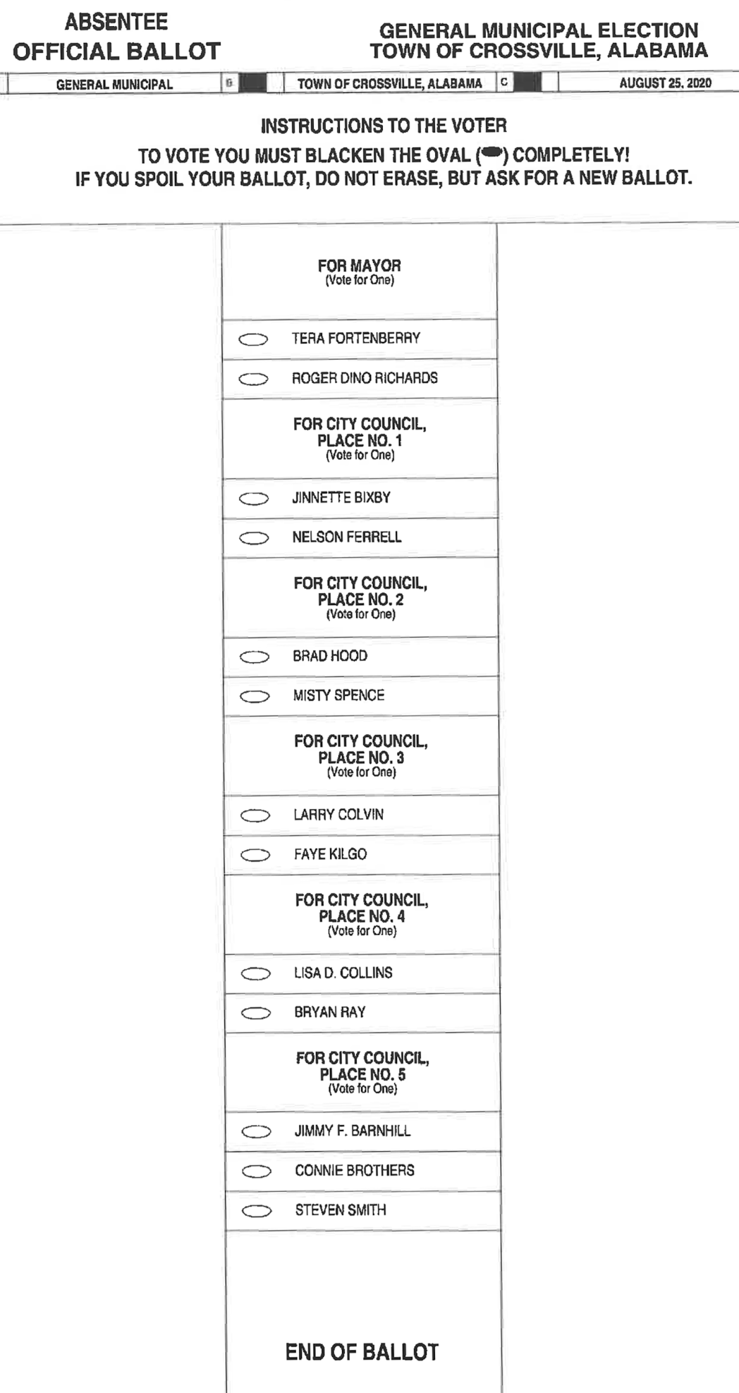 2020 Municipal Election Sample Ballots | Free Share ...