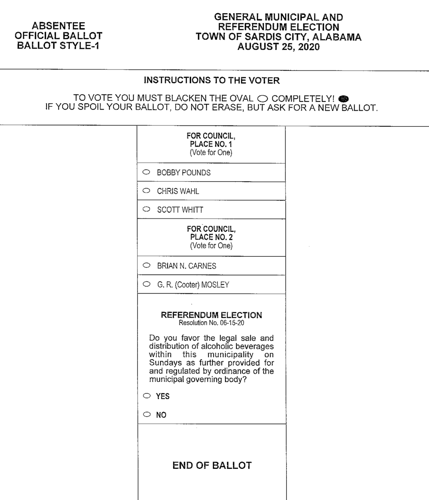 2020 Municipal Election Sample Ballots | Free Share ...