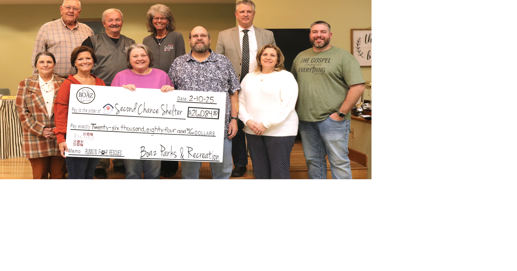 Second Chance receives over $26,000 from Boaz City Council | News ...