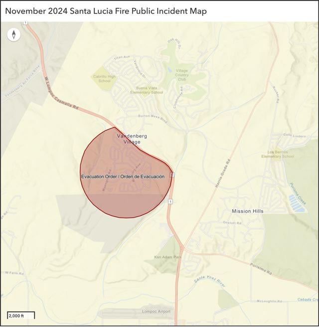 Santa Lucia fire chars 150 acres, 35% contained; Hancock's Lompoc ...