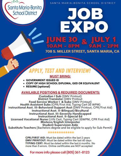 Santa Maria-Bonita School District hosting two-day job fair June 30 ...