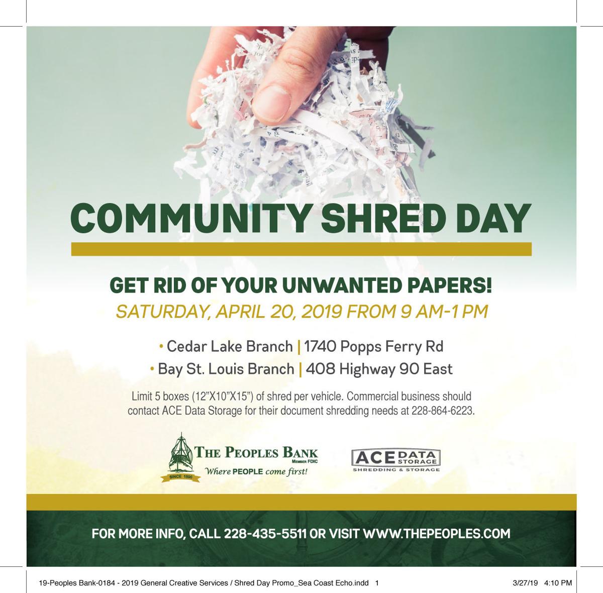 The Peoples Bank to host Community Shred Day this Saturday | News ...