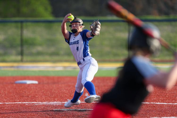 Emma Carl goes yard and picks up the win in the pitcher’s circle during ...