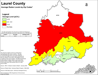 radon gas levels by postcode