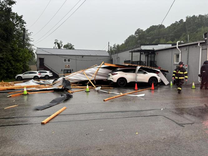 Heavy winds tear off roof of local business during severe weather watch ...