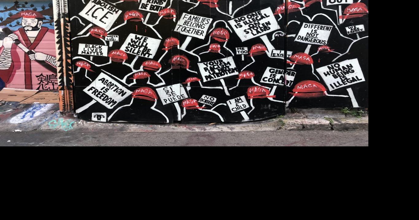 Clarion Alley murals defaced with MAGA hats, pro-Kavanaugh graffiti ...