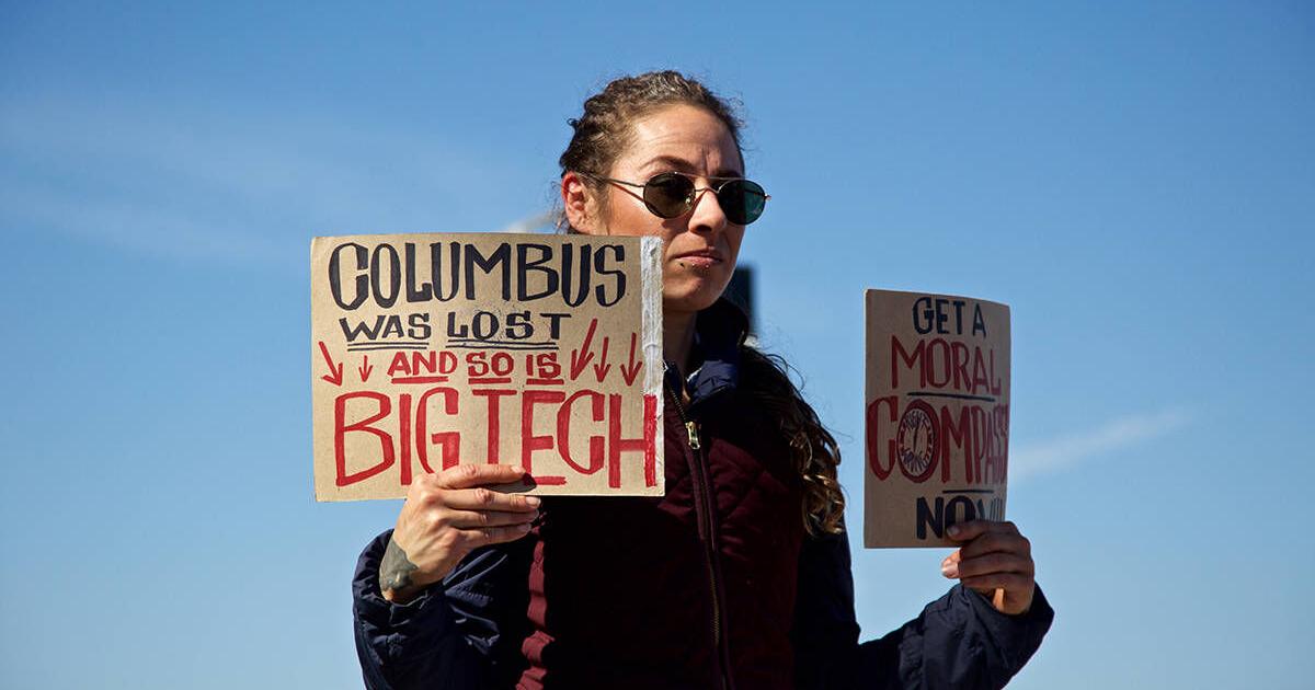 Immigrants rights groups protest tech companies on Indigenous People’s ...